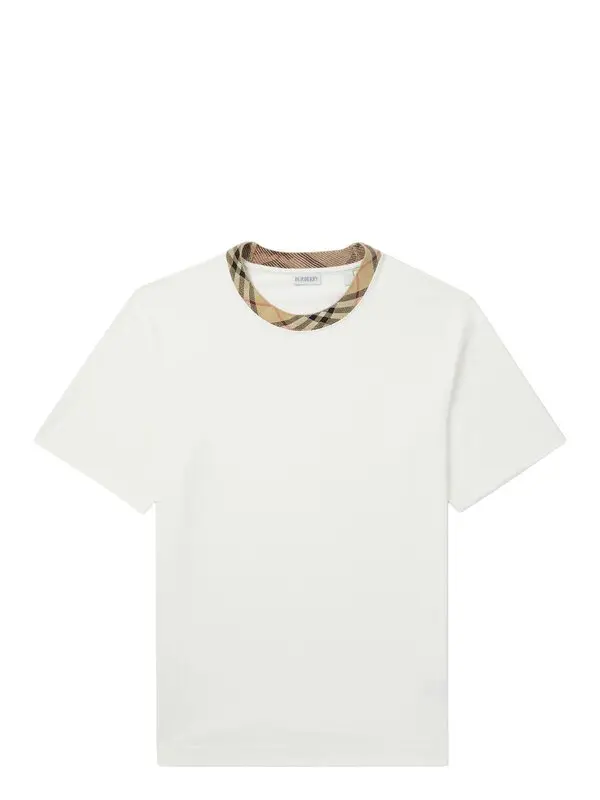 Burberry Checked Cotton-jersey T-shirt - White