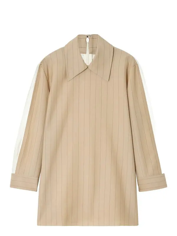 JIL SANDER Pinstriped Wool And Mohair-blend Blouse - Neutrals