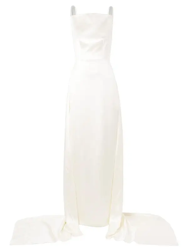 DANIELLE FRANKEL Emerson Silk And Wool-blend Satin Gown - Neutrals