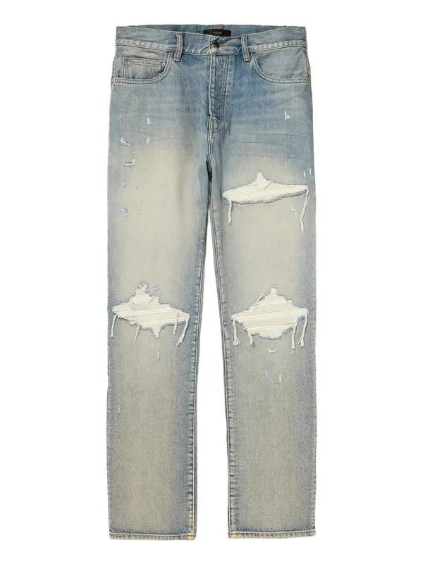 Amiri Mx1 Skinny-fit Panelled Distressed Jeans - Blue