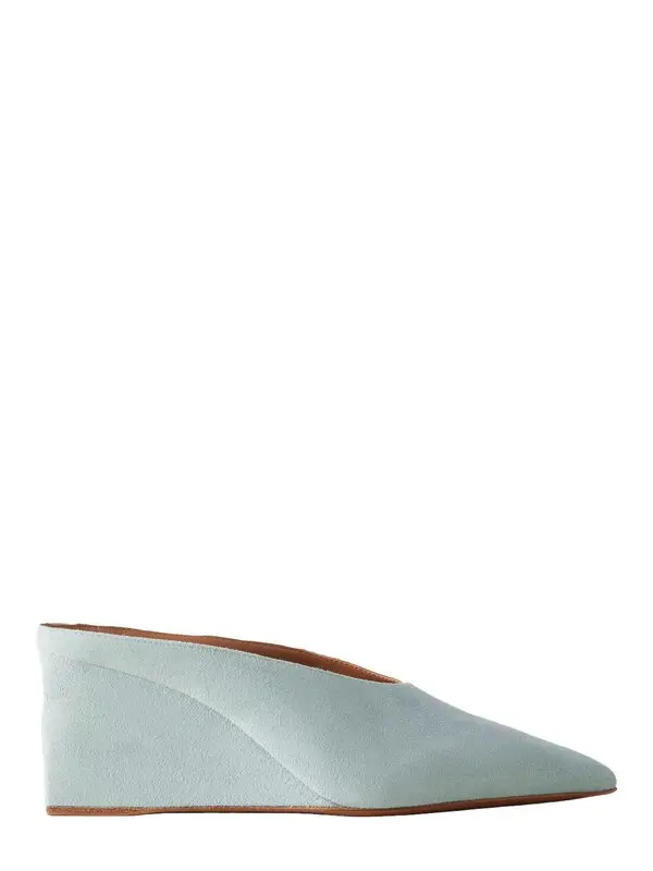 Alaïa 75 Suede Wedge Mules - Green
