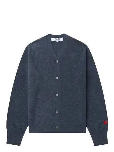 Play Comme Des Garcon Heart Logo Cardigan - Navy Blue