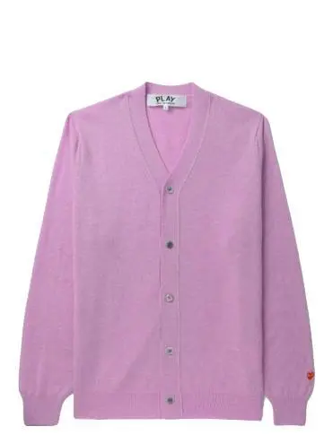 Play Comme Des Garcon Heart Logo Cardigan - Purple
