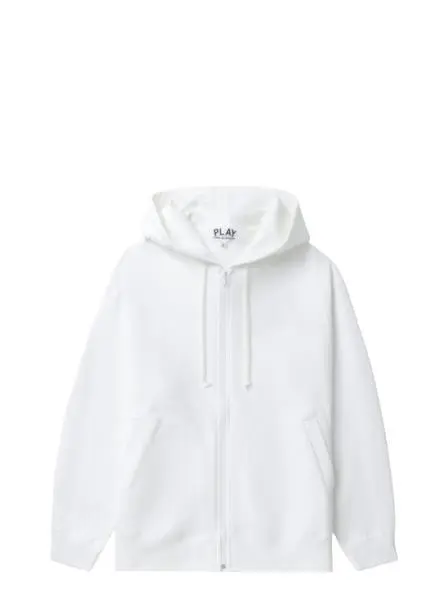 Play Comme Des Garcon Heart Emblem Zip-up Hoodie - White/black