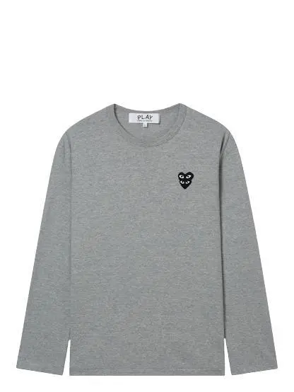 Play Comme Des Garcon Double Eye Black Heart Long Sleeve T-shirt - Grey