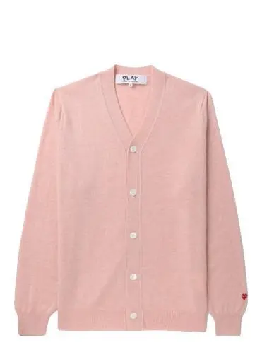 Play Comme Des Garcon Heart Logo Cardigan - Pale Pink