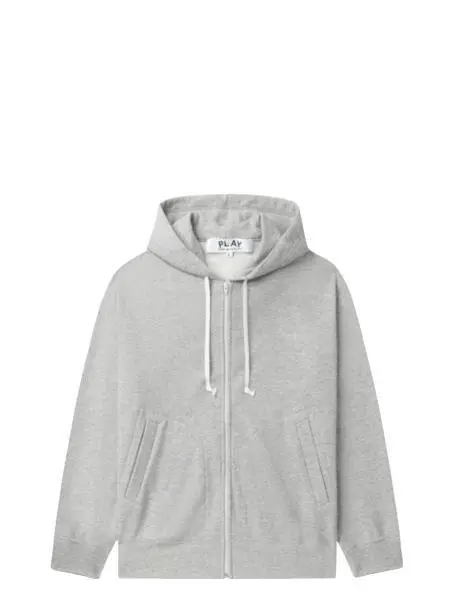 Play Comme Des Garcon Heart Emblem Zip-up Hoodie - Grey/red