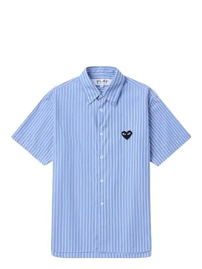 Play Comme Des Garcon Striped Short Sleeve Shirt - Acid Blue