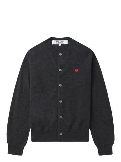 Play Comme Des Garcon Small Heart Emblem Cardigan - Grey