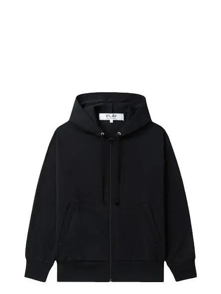Play Comme Des Garcon Heart Emblem Zip-up Hoodie - Black/red
