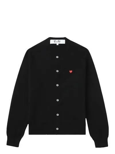 Play Comme Des Garcon Small Emblem Cardigan Sweater - Black