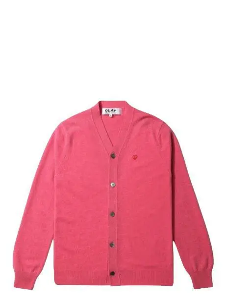 Play Comme Des Garcon Small Heart Patch Cardigan - Pink