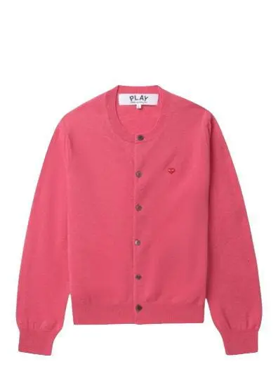 Play Comme Des Garcon Small Heart Emblem Cardigan - Pink