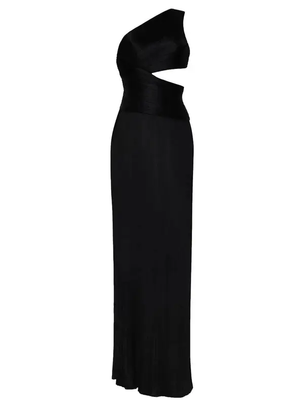 Adam Lippes Delphos Pleated Charmeuse Gown - Black