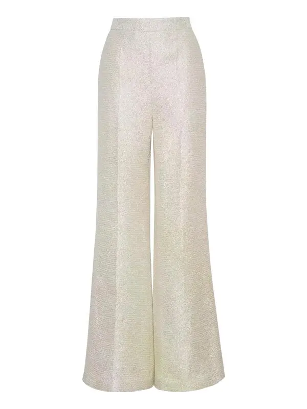 Adam Lippes Bettina Metallic Wide-leg Trousers - Neutrals