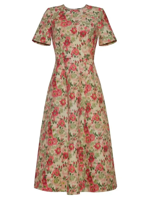 Adam Lippes Eloise Floral-print Flared Dress - Neutrals