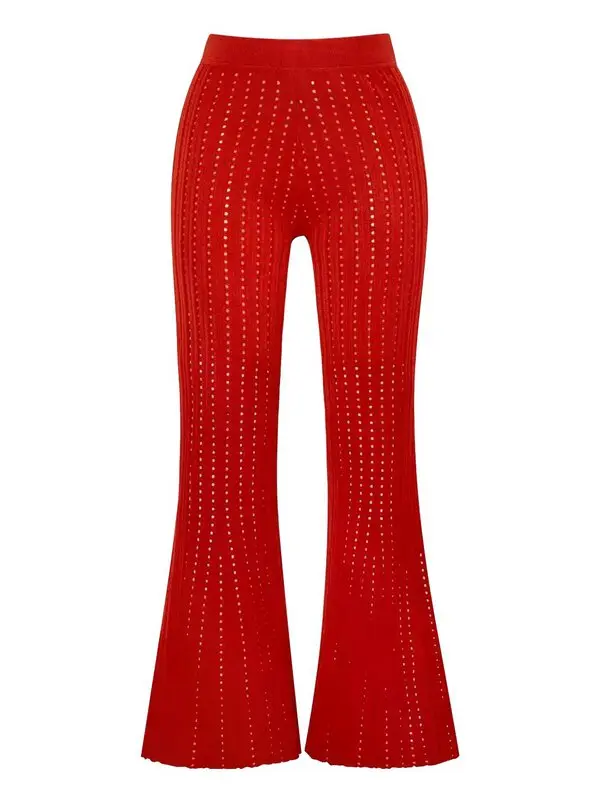 Adam Lippes Pointelle-knit Cropped Trousers - Red