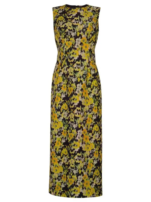 Adam Lippes Ophelia Floral-print Pencil Dress - Green