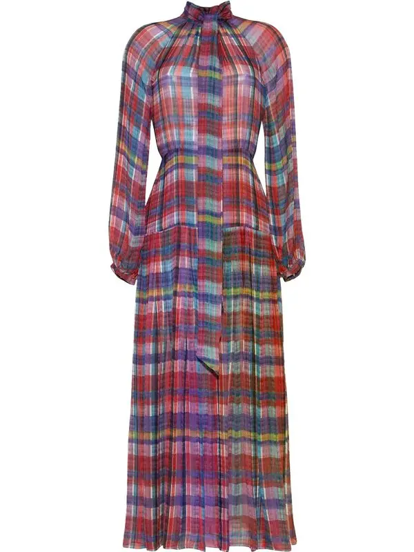 Adam Lippes Sigrid Madras Chiffon Dress - Red