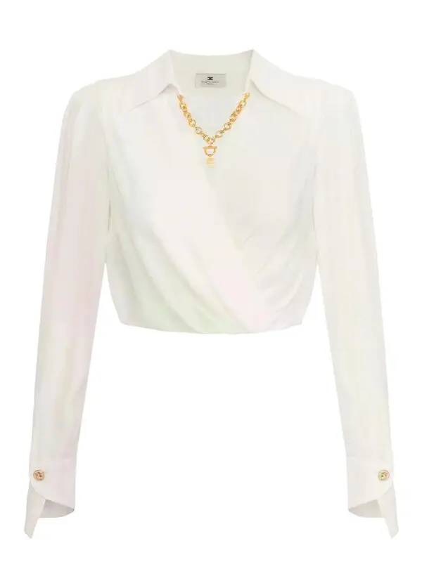 Elisabetta Franchi Long-sleeve Wrap Blouse - White