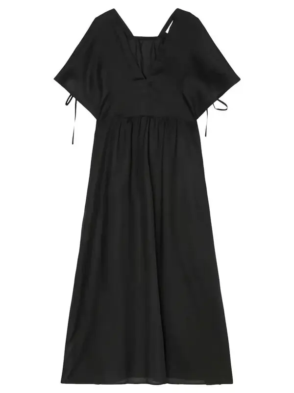 Marc O'polo Tie-detail Short-sleeved Midi Dress - Black