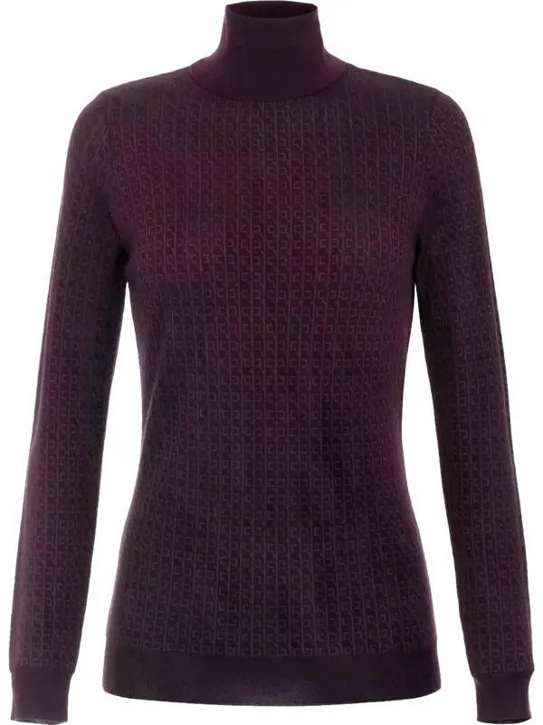 Elisabetta Franchi Jacquard Roll-neck Jumper - Red