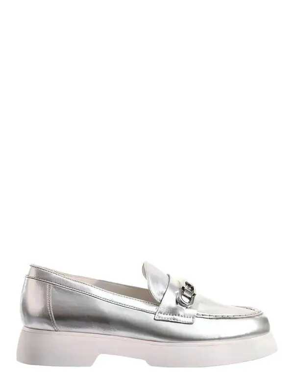 HOGL Cecil Metallic Leather Loafers - Silver