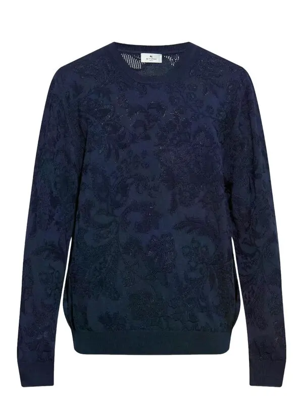 Etro Floral-embellished Sweater - Blue