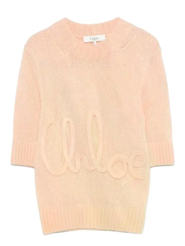 Chloé Embroidered-logo Top - Orange