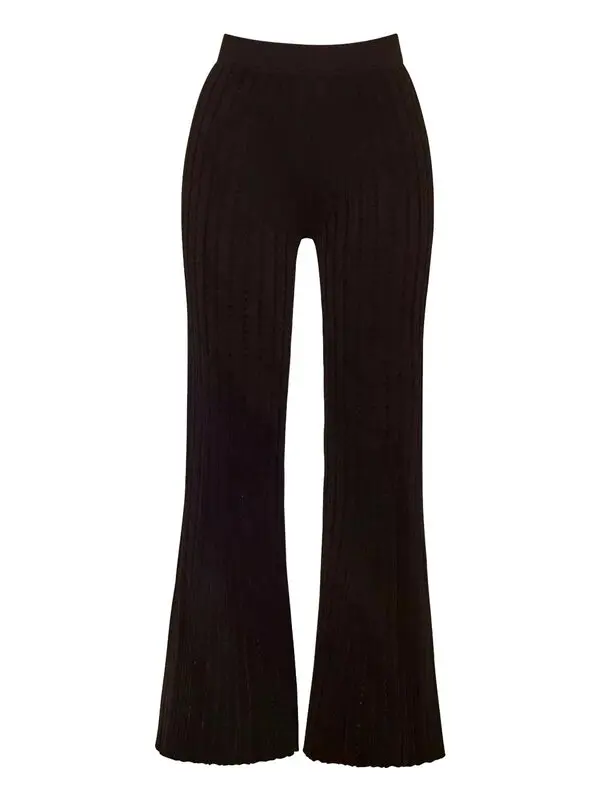 Adam Lippes Pointelle Knit Cropped Trousers - Black