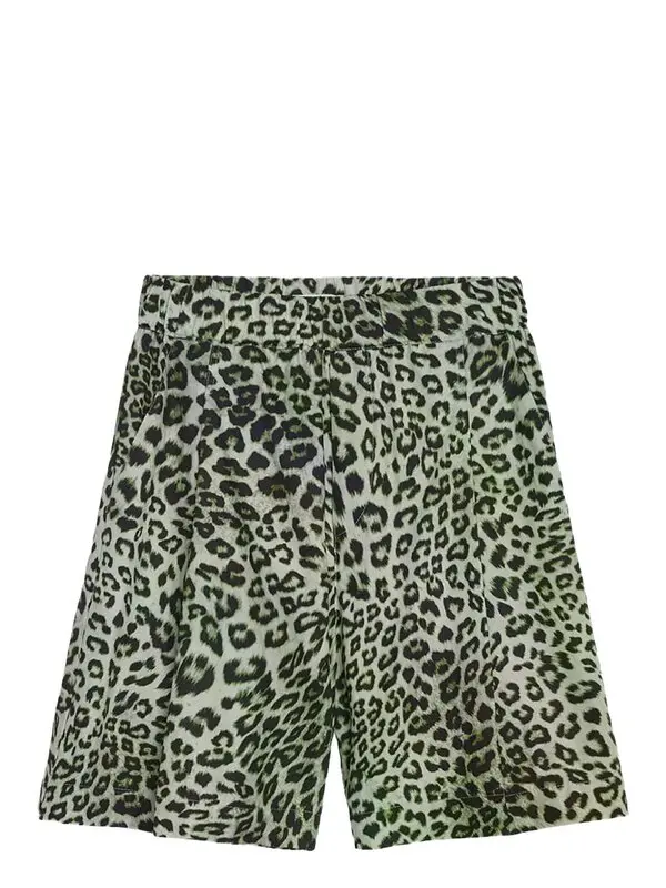 A PAPER KID Leopard-print Shorts - Green