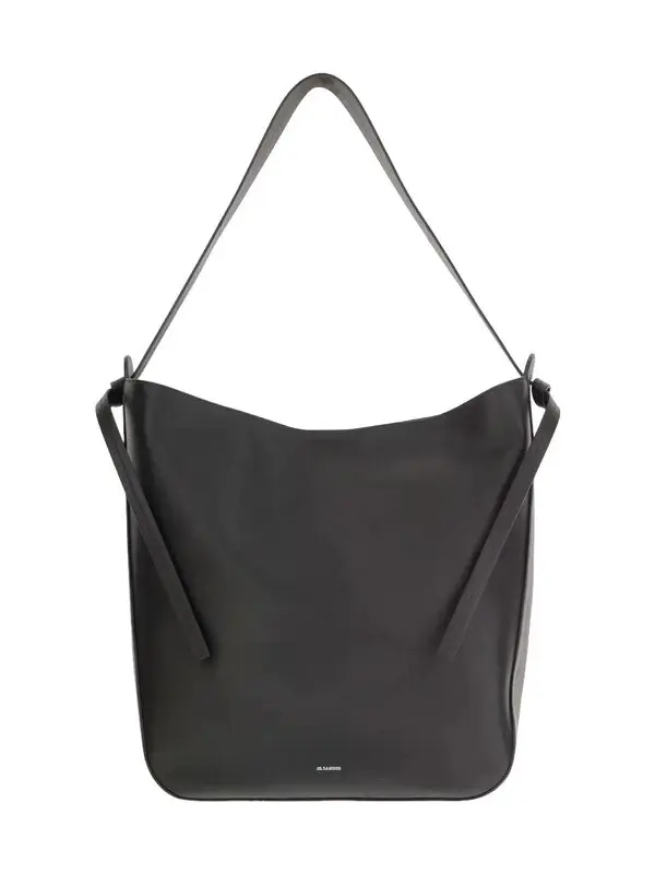 JIL SANDER Knotted Leather Shoulder Bag - Black