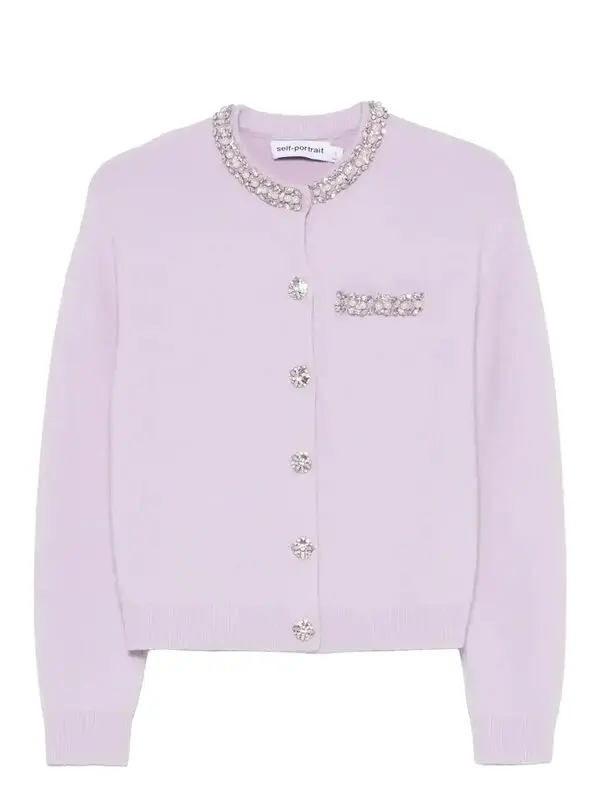 SELF-PORTRAIT Crystal-embellished Cardigan - Lilac - Lilac