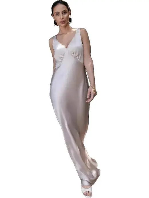 REWRITTEN Amelia V-neck Dress - Champagne