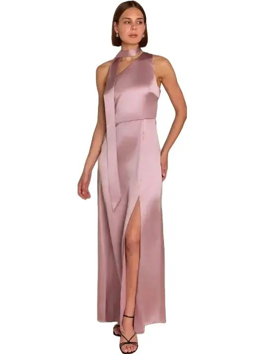 REWRITTEN One Shoulder Maxi Dress - Rose Pink