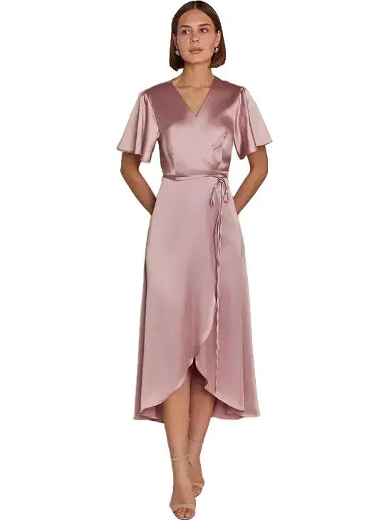 REWRITTEN Florence Waterfall Hem Dress - Rose Pink