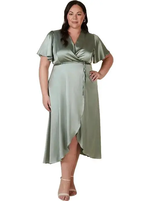 REWRITTEN Florence Waterfall Hem Dress - Sage Green