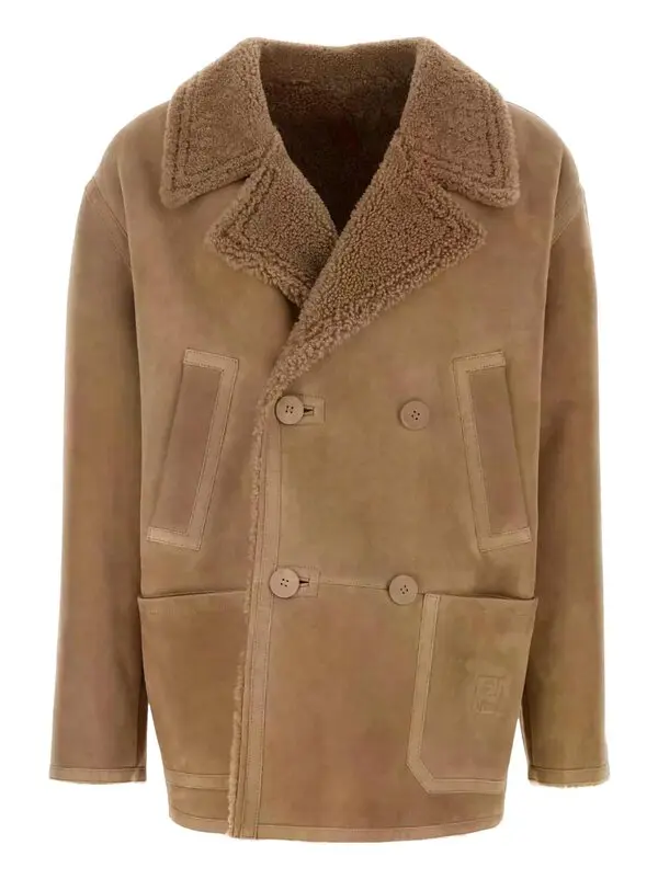 Fendi Double-breasted Shearling Jacket - Brown