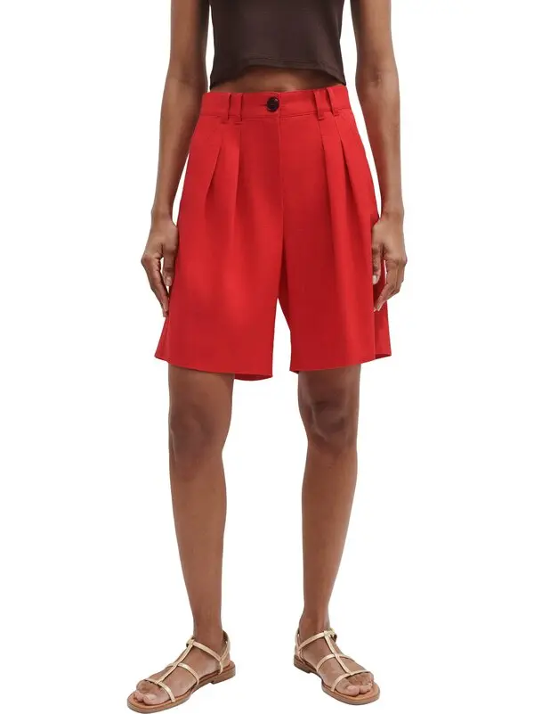 ME+EM Tailored Bermuda Short - Lipstick Red