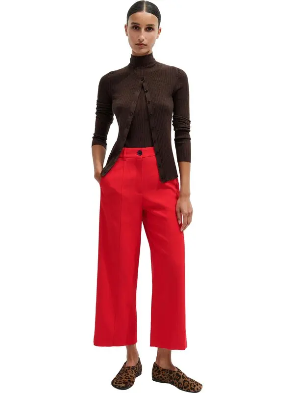 ME+EM Straight Cropped Trousers - Lipstick Red