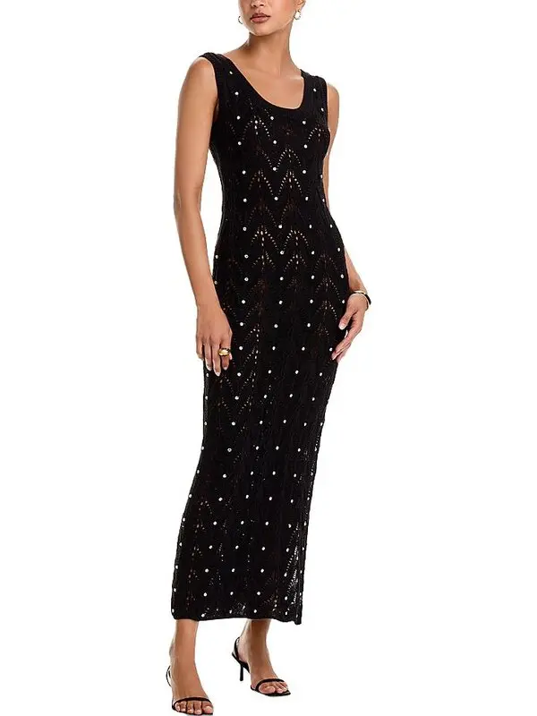 Generation Love Vincent Rhinestone Pointelle Knit Dress - Black