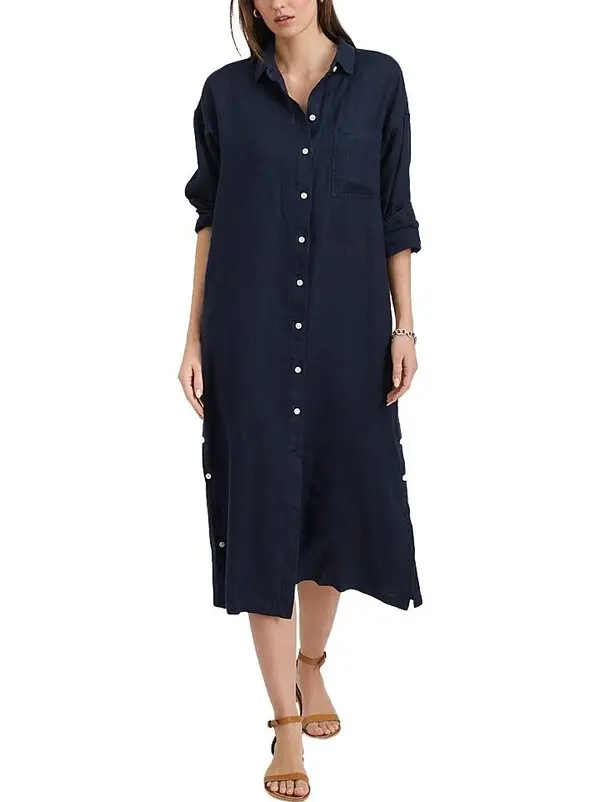 ALEX MILL Kerry Linen Shirt Dress - Dark Navy