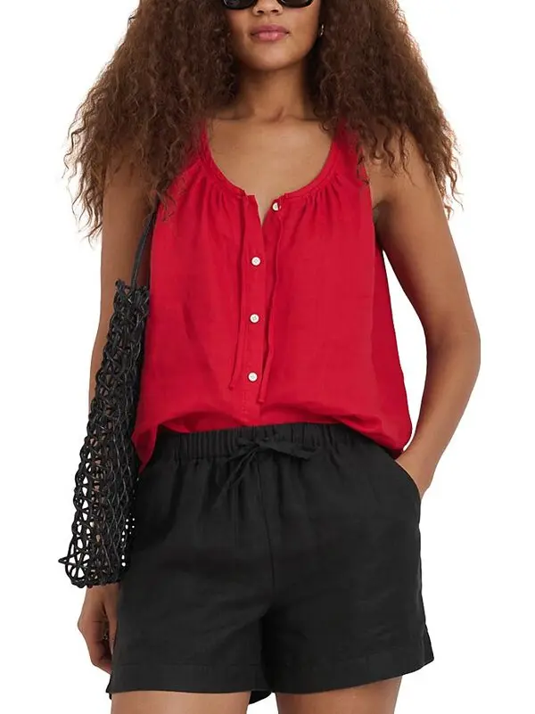 ALEX MILL Sidney Linen Top - Crimson