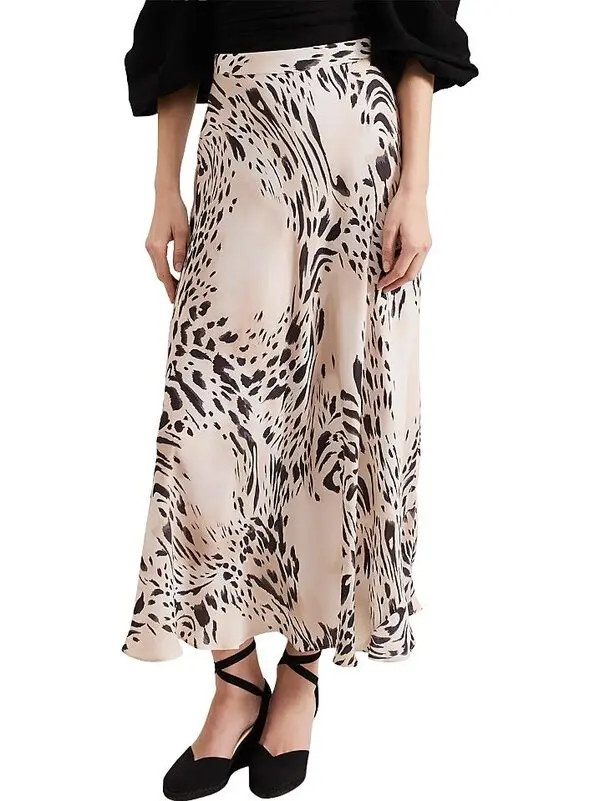 PHASE EIGHT Orla Animal Print Skirt - Black/ivory