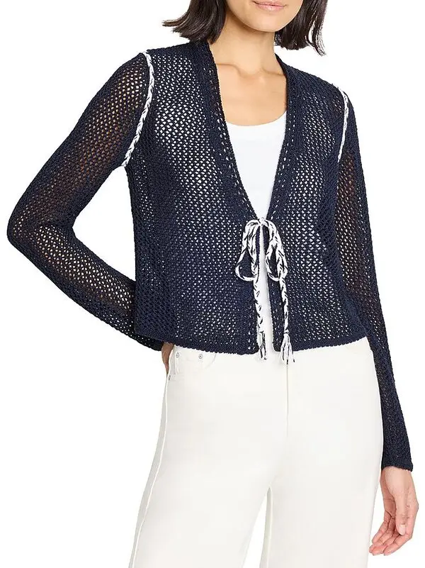 NIC+ZOE Mesh Tie Cardigan - Dark Indigo