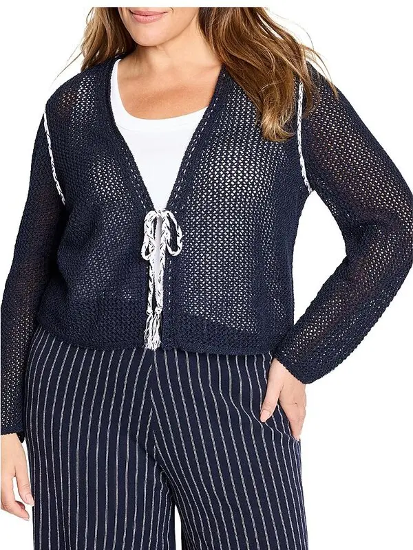 NIC+ZOE Mesh Tie Cardigan - Dark Indigo