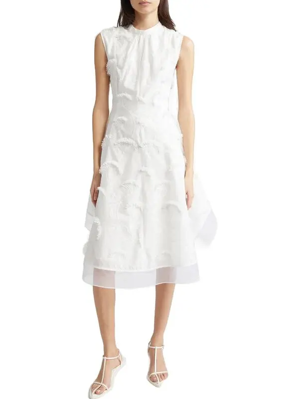 3.1 Phillip Lim Sleeveless Chiffon & Embroidery Dress - White