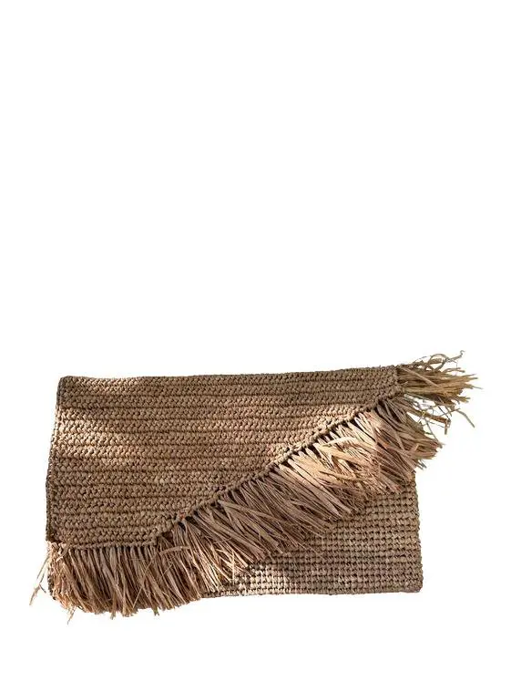ZANATANY CONCEPTS Frousse Raffia Pouch - Caramel