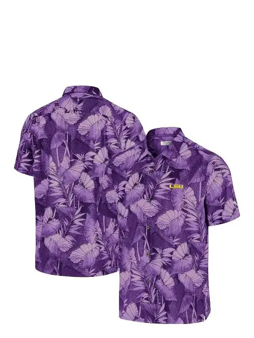 Tommy Bahama Lsu Tigers Coast Nuevo Fronds Button-up Shirt - Purple
