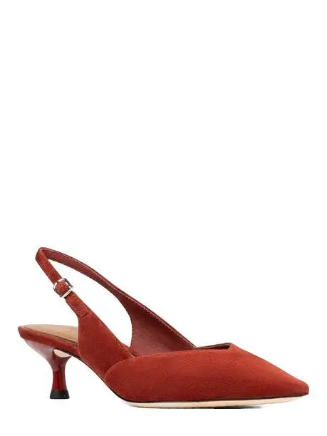 DONALD PLINER Pointed Toe Slingback Pumps - Redwood